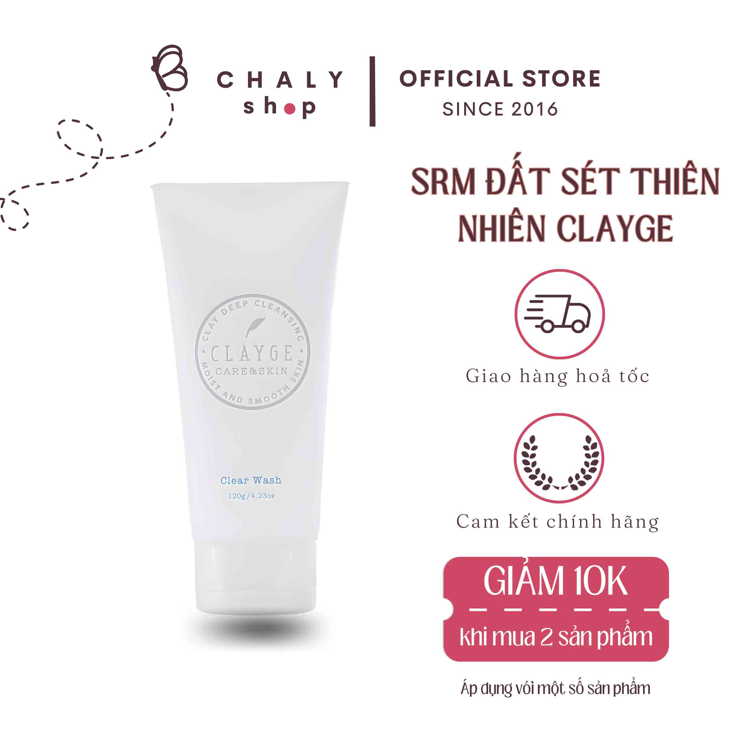 Sữa rửa mặt đất sét CLAYGE Clear Wash trị mụn cám 170k | Shop Nhật Chaly