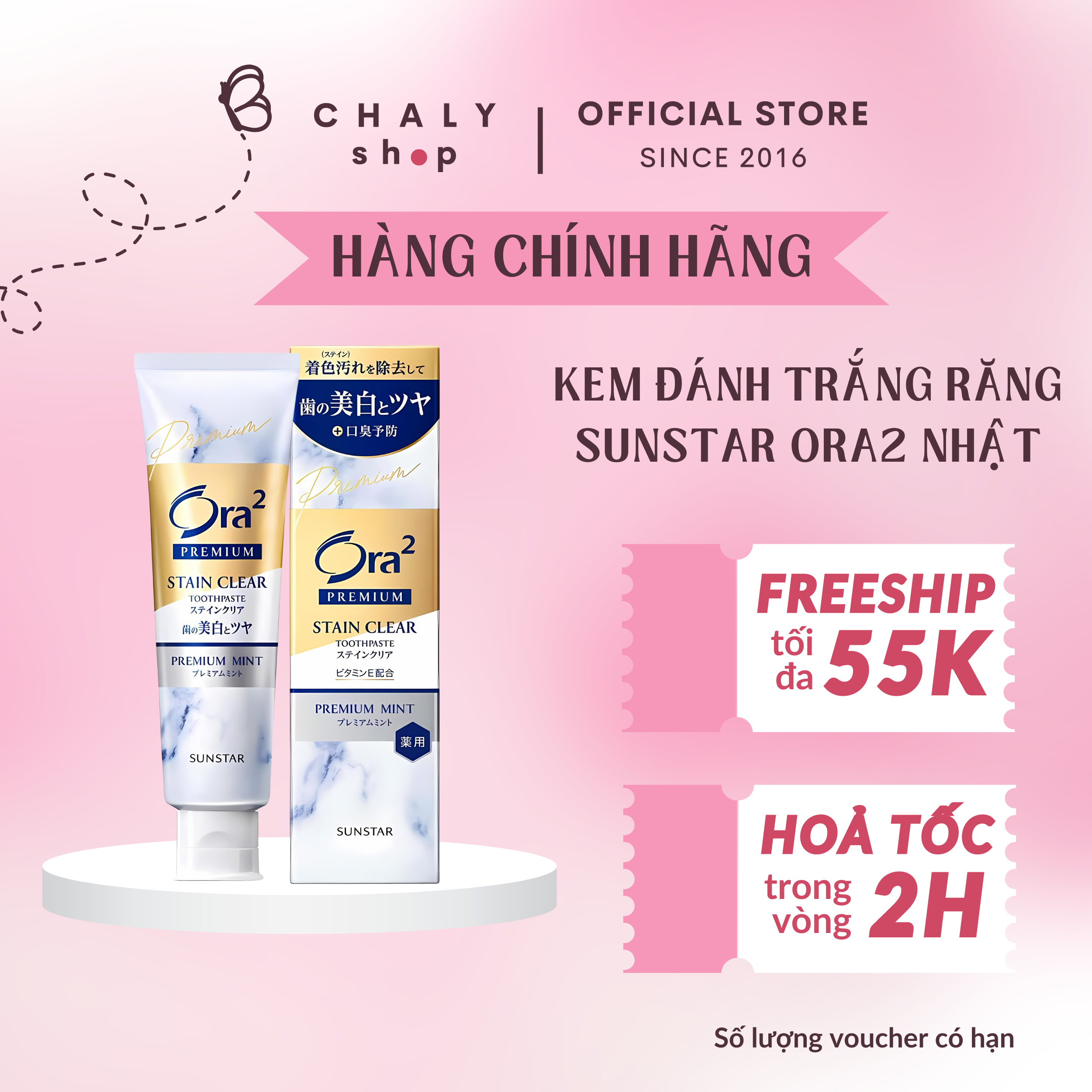 Kem đánh trắng bóng chắc khỏe răng Ora 2 100g Nhật 175k | Shop Nhật Chaly