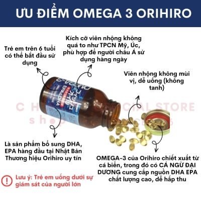 Viên dầu cá Omega 3 Fish Oil Orihiro Nhật 180v sale 350k | Shop Nhật Chaly