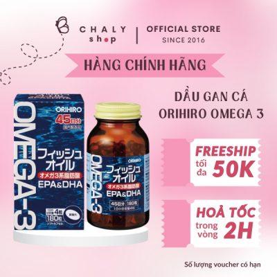 Viên dầu cá Omega 3 Fish Oil Orihiro Nhật 180v sale 350k | Shop Nhật Chaly